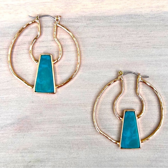 Sundance | Jewelry | 23 New Wavy Hoops With Turquoise Stone Center ...